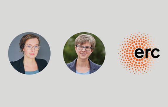 Porträtfotos von Anna Durnová und Dagmar Woebken mit ERC Logo